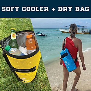 Enthusiast Gear Insulated Dry Bag Cooler | Waterproof Cooler for Kayaking, Hiking, Lunch, Fishing, and Beach – Leak Proof, Waterproof, Collapsible, with Padded Shoulder Strap (15L) - Orange