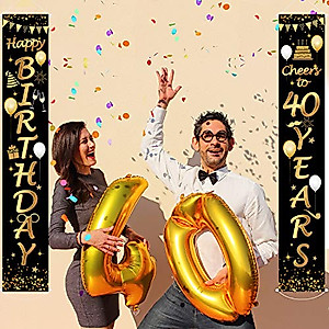 2 Pieces 40th Birthday Party Decorations Cheers to 40 Years Banner 40th Party Decorations Welcome Porch Sign for 40 Years Birthday Supplies (40th Birthday)