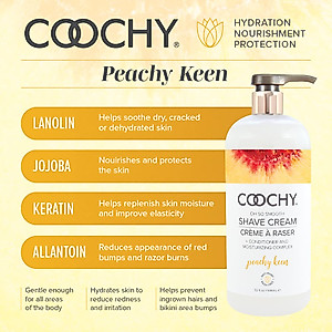 Coochy Intimate Shaving Cream | Shave Conditioner & Moisturizer for Face & Body | Ideal for Sensitive Skin Care, Anti-Bump | Peachy Keen, 32 oz