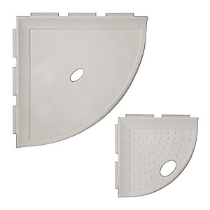 Questech Décor 8 Inch Corner Shower Shelf and 5 Inch Shower Caddy Foot Rest, Metro Lugged Back for New Construction, Mounted Bathroom Shower Organizer, Gray Matte