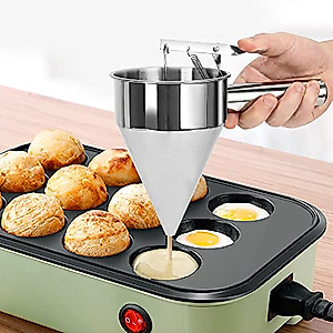 MosaiRudo Stainless Steel Pancake Batter Dispenser with Stand, Detachable Handle Pancake Dispenser for Takoyaki,Baking,Cupcakes,Muffins-Cooking Crepes,Waffles (600ML)