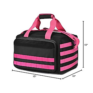 Tactical Gun Shooting Range Bag, Deluxe Pistol Range Duffle Bags Pink