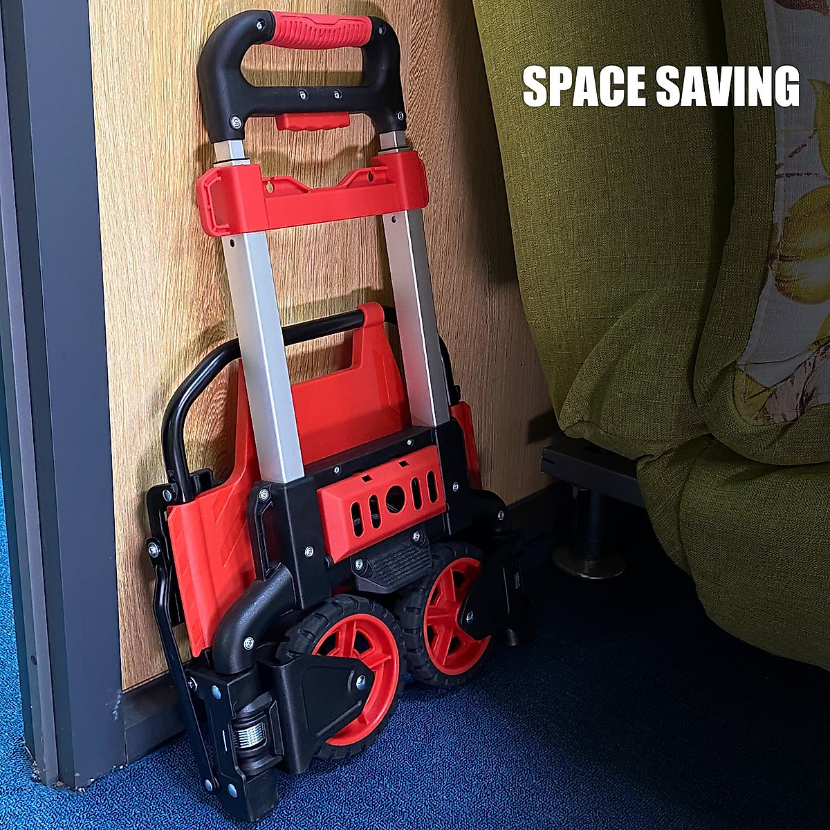 APOXCON Folding Shopping Cart with Removable Waterproof Bag and Bungee Cord, Heavy Duty Push Cart with Mute Wheels, Portable Hand Truck for Shopping, Groceries, Travel and Office Use