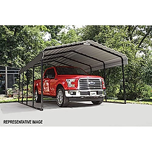 Arrow Carports Galvanized Steel Carport, Full-Size Metal Carport Kit, 12' x 24' x 7', Charcoal