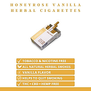 Honeyrose Herbal Cigarettes "VANILLA" Flavor, 100% Tobacco & Nicotine FREE, 100% Natural, Herbal Smokes, Quit Smoking, Made In England