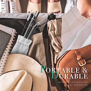 Homestia Long Reusable Straws Metal Straws with Silicone Tips, Drinking Straws Reusable Stainless Steel Straws, Skull Straws for Tumblers, 2 Straight 2 Bent, 10.5" Travel Straws with Cleaning Brush