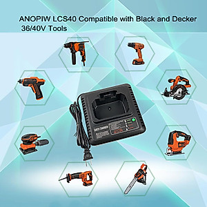 Replace Black and Decker 40V Charger LCS36 LCS40 Compatible with Black+Decker 36V/40V Lithium Battery LBXR36 LBXR2036 LBX36 LBX1540 LBX2040 LBX2540 LST540 LCS1240 LST136W