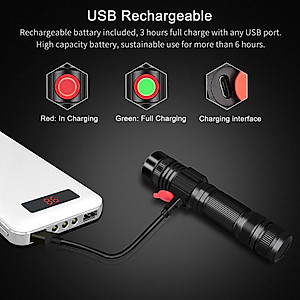 DARKBEAM USB Rechargeable LED Flashlight [2 Pack] T002 Super Bright XHP50 3000 Lumen Flash Light Lights Tactical Handheld Zoomable for Hiking, Biking, Outdoor Activity Patrol, Home, Emergency