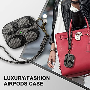 CULIPPA AirPods Pro 2 Case Cover 2022, Full-Body Hard Shell Luxury Leather Scratch Resistant Drop Proof Protective Cover for Women Girl Earphones Charging Case - Black