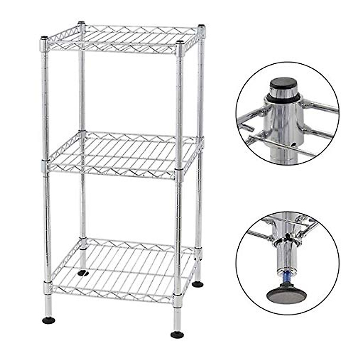 KOIECETA 3-Tier Steel Wire Shelving Tower