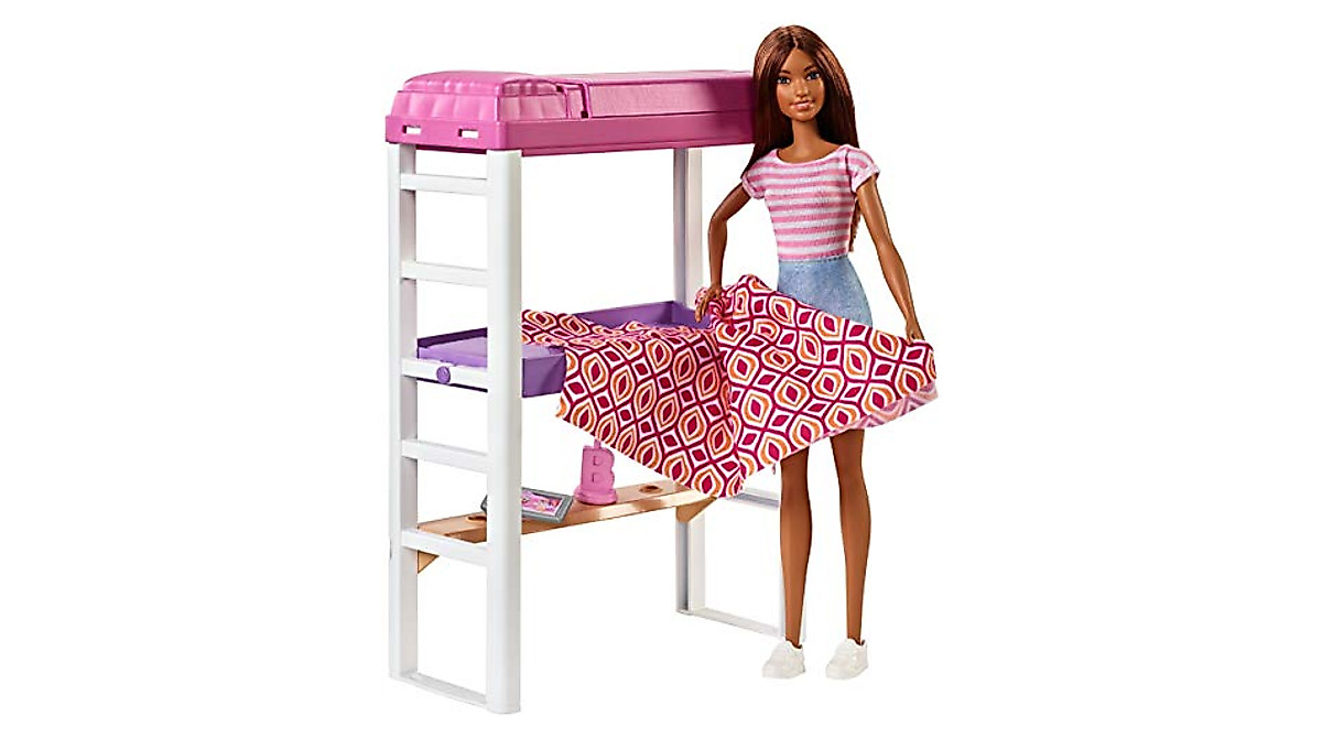 Barbie Doll & Transforming Loft Bed Playset - Desk & Bunk Beds