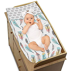 Feather Collection Girls Baby Changing Pad Cover