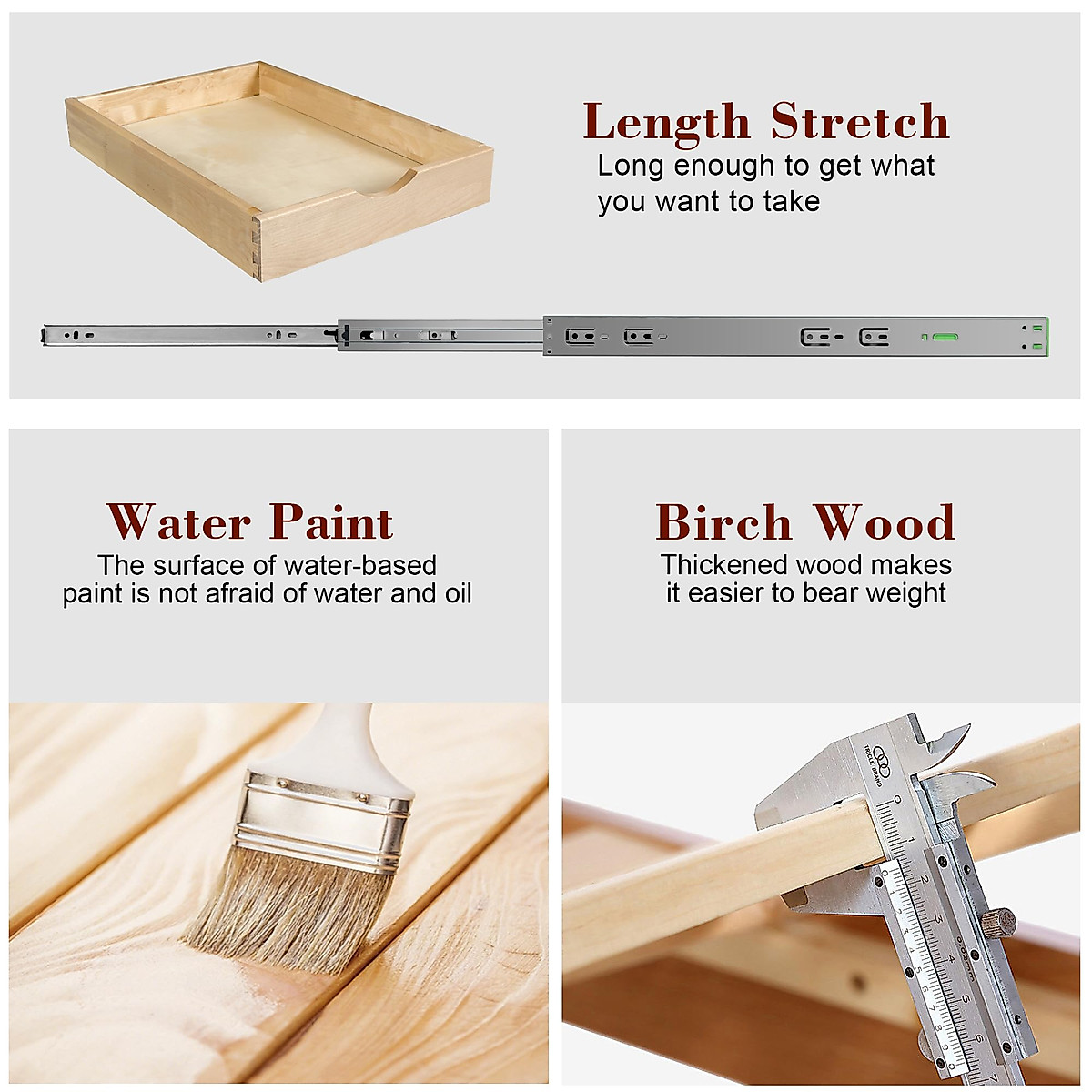 ALINE FURNITURE Pull Out Drawers for Cabinets Wood, 14" W X 21" D Slide Out Drawers for Kitchen Cabinets, Pull Out Shelves, Roll Out Drawers for Pantry Cabinet Organizer