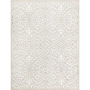 Unique Loom Rushmore Collection Area Rug - TAFT (9' x 12' Rectangle, Snow White/Beige)