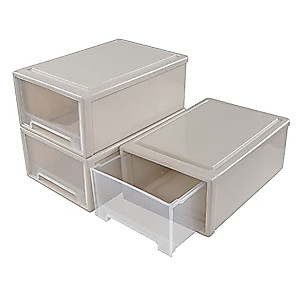 Neadas 6 Quart Plastic Stacking Storage Drawer Unit, 3 Packs