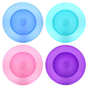 KOXIN-KARLU 10-inch Plastic Dinner Plates Reusable Plates Picnic Plates | Set of 12 in Coastal Colors