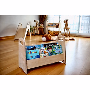 Montessori Freestanding Bookshelf | Storage Bookshelf | Easy Access Wooden Book Rack | Storage with Wooden Shelves for Your Kid's Books | Perfect Height for Kids (Small)