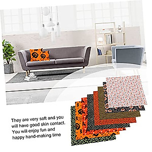 NOLITOY 8pcs Pumpkin Cotton Fabric Camo Fabric Quilting Fabric Halloween Fabric Halloween Patchwork Precut Fabric Scraps Owl Bat Ghost Patchwork Halloween Cotton Fabric Color Fabric Gift