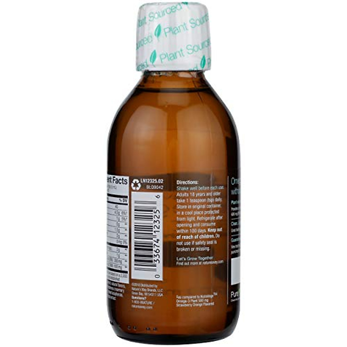 Nature's Way NutraVege Extra-Strength Omega-3 Plant Based Liquid Supplement- Vegan- Cranberry Orange Flavored, 6.8 oz