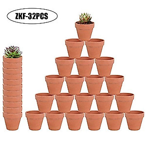 32 Pcs - 2.16" Small Mini Clay Pots Terracotta Pot Ceramic Pottery Planter Terra Cotta Flower Pot Succulent Nursery Pots - Great for Window Boxes, Cactus, Plants, Crafts, Wedding Favors