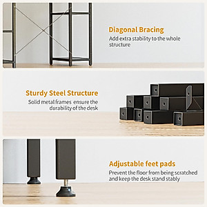 CubiCubi Computer Desk with Keyboard Tray, 47 Inch Office Desk with Monitor Stand and Storage Shelves, Music Studio Desk Workstation, Work Table for Home Office, Black