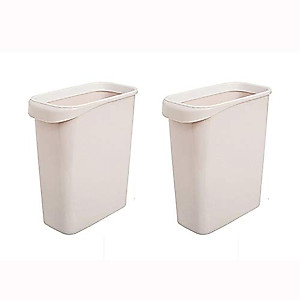 2Pcs Slim Narrow Wastebasket Under Desk Trash Can Corner Garbage Container Bin with Handle for Home Office(White)