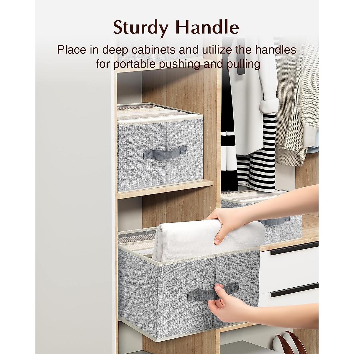 Homsorout Jeans Organizer for Closet - 4 Pack Clothes Drawer Organizer, 5-Cell Foldable Wardrobe Clothes Organizer with Handles, Closet Organizers and Storage for Jeans, T-shirts (Blended)