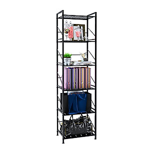 ZHAZHADI Kitchen Storage Shelf Rack, 6 Tier Metal Shelving Unit, Free Standing Shelving Unit Heavy Duty Shelves Rack Bathroom Shelf Plant Standfor Pantry Closet Kitchen Laundry,Black