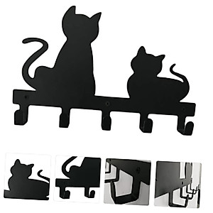 SEWOART 1pc Cat Towel Hook Black Coat Hooks Ceiling Hooks Heavy Duty Black Clothes Hangers Wall Shelf with Hooks Coat Rack Wall Mount with Shelf Cat Shaped Hooks Coat Hat Wall Hanger Key