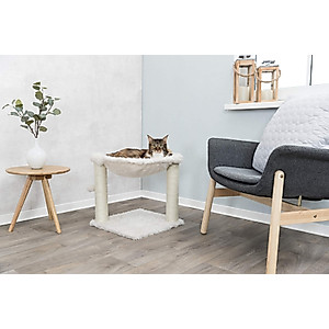 TRIXIE Baza Scratching Post with Hammock | 18" Base. Color: Cream