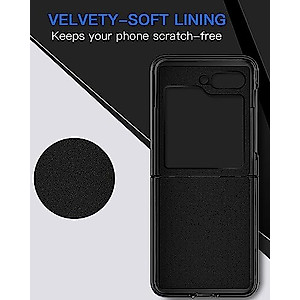 AICase for Samsung Galaxy Z Flip 5 Case Leather, Slim Protective Shockproof Phone Case with Ring for Galaxy Z Flip 5 5G, Black