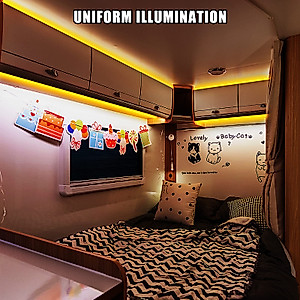 Tatazone 5V Yellow USB COB Led Strip Light with RF Remote, 4.92ft 2000K Dimmable USB Powered Amber COB Led Light Strip, Indoor COB Led Rope Light for Cabinet, TV, Kitchen, Monitor, Showcase