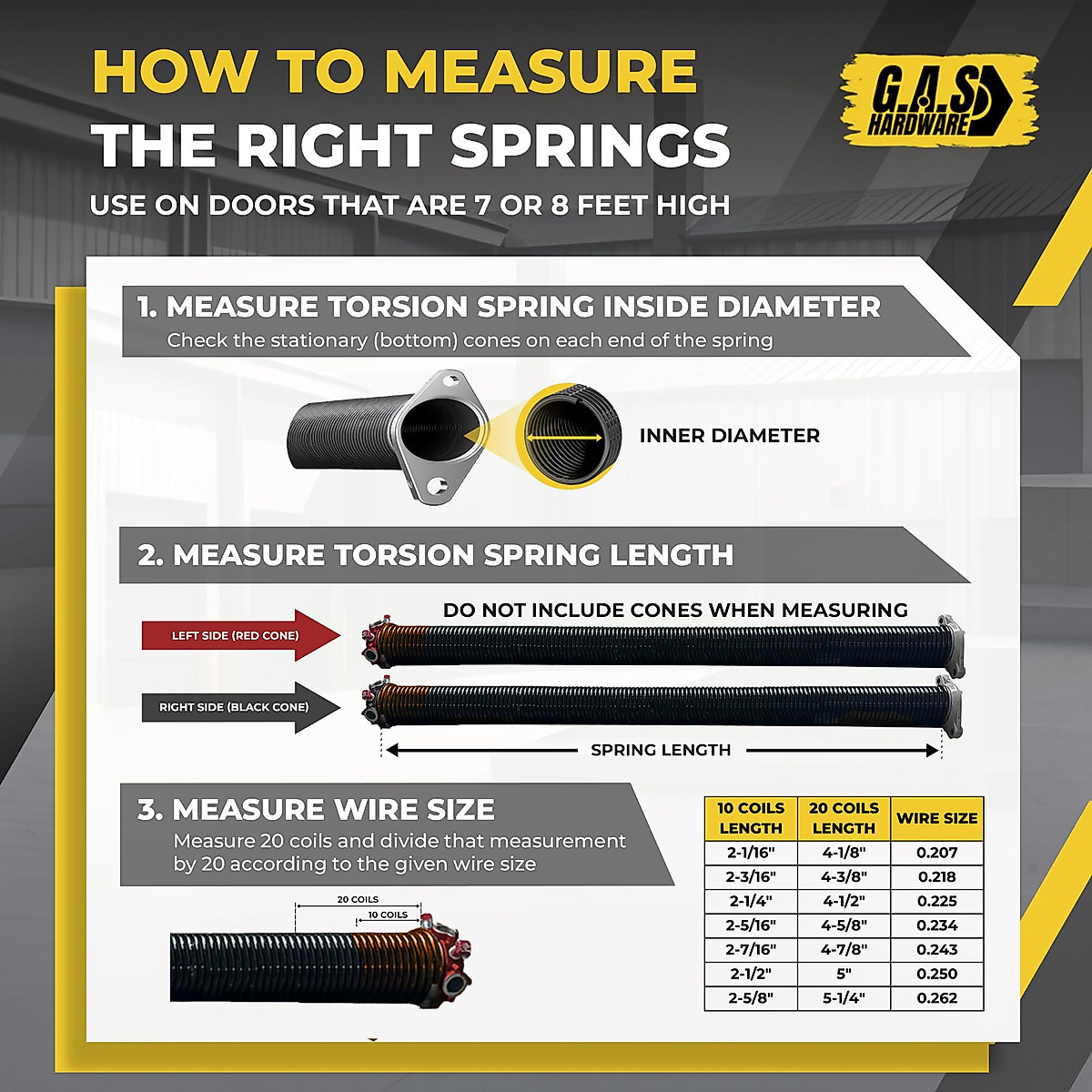 Garage Door Torsion Spring 218x2x26 for Left Side of Garage Door with Winding Bars, 1" Nylon Bushing, and Gloves Heavy Duty Precision E-Coating 5-Year Warranty Minimum 30,000 Cycles (Red Cone)