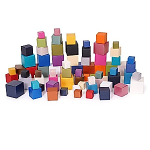 Quotidian 36pcs Glitter Pearlescent Paper Treat Gift Boxes with Lids 3x3x3 inch (Red)