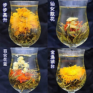 16 Pcs Variety Flavors Artistic Blooming Tea Handmade Chinese Blooming Flower Tea Balls Green Tea Gift Bloom