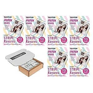 Fujifilm Instax Mini Stripe Instant Film 6 Packs of 10 Shots Bulk Pack