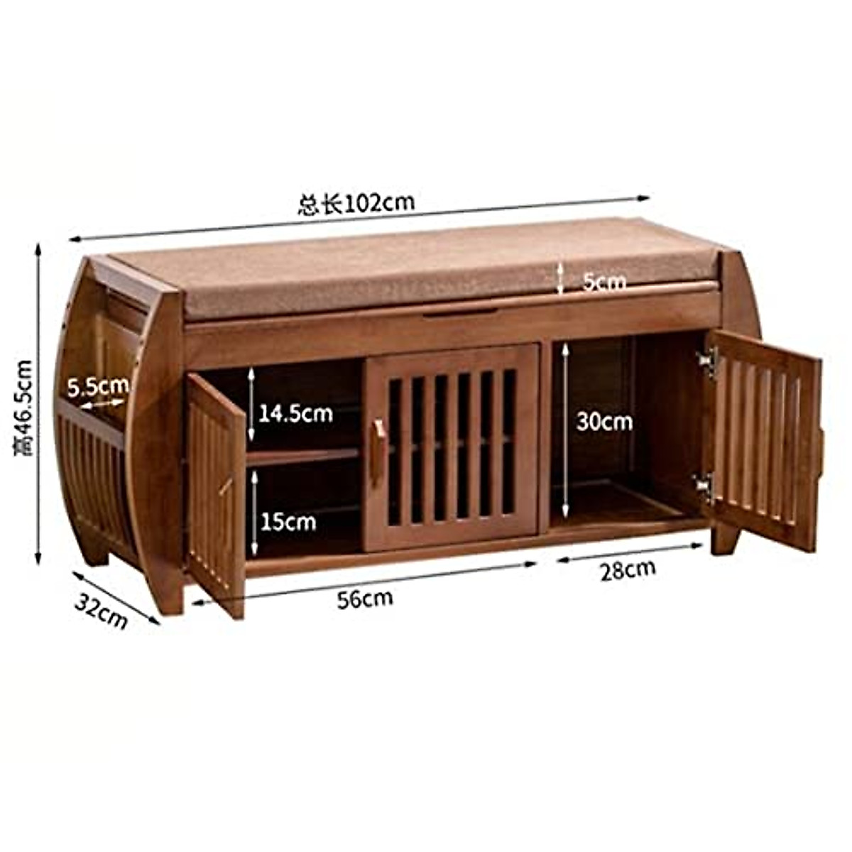 JYDQM Shoe Rack Cabinet Entryway Organizer Storage Household Shelf with Seat Cushion Furniture Hallway Shoe Stand