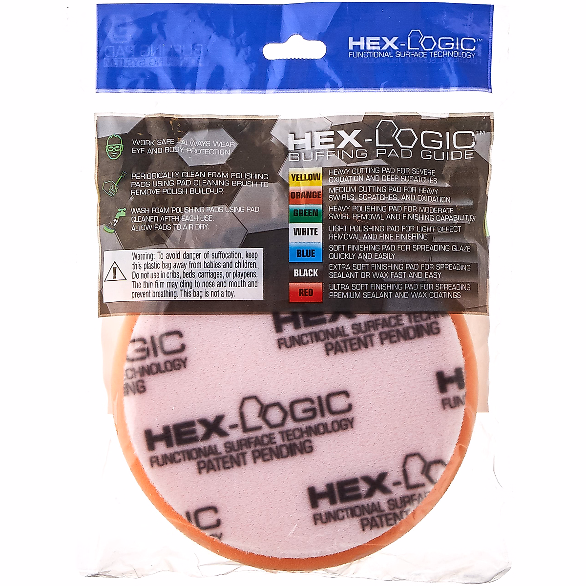 Chemical Guys BUFX_102_HEX5 Hex-Logic Medium-Heavy Cutting Pad, Orange, 5.5" Pad made for 5" backing plates, 1 Pad Included