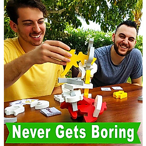 Funsparks Quaggle Stacking Balance Game - Wood Blocks - Premium Suspend Game - STEM Toy, 2 to 12 Players for Kids, Adults, Family