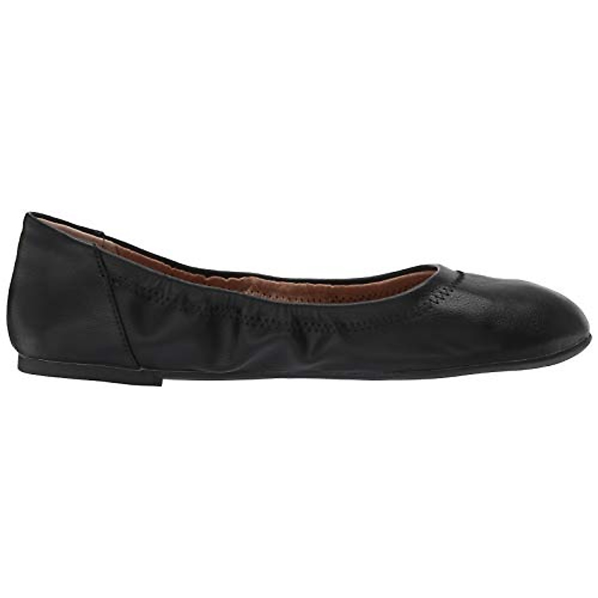 Amazon Essentials Women's Belice Ballet Flat, Black Faux Leather, 9 Wide