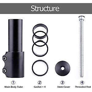 Glaray Bike Stem Extender Bicycle Fork Stem Riser 28.6mm Handlebar Extension Head Up Adapter for Mountain Bike, Road Bike, MTB, BMX