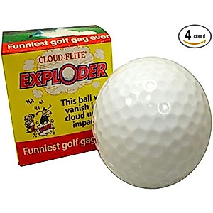 Exploding Golf Balls (Sleeve of 4) - Prank Golf Balls That Explode Into A Cloud of White Smoke Upon Impact - Funny Novelty Golf Gag Gift for Golfers