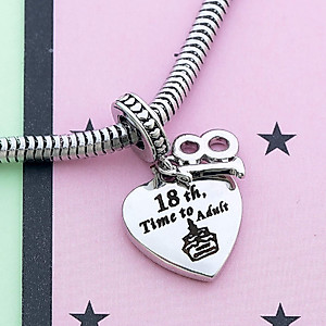 TGLS Happy Birthday Charm 18th Time to Adult Coming-of-age Ceremony Gift Bead Compatible With Pandora Charms Bracelets