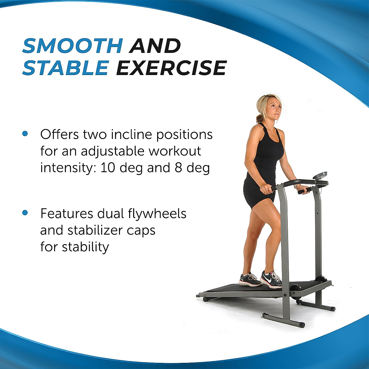 Stamina Inmotion T900 Manual Treadmill - Foldable Fitness Treadmill with Smart Workout App - Non-Motorized Treadmill for Home Workout - Up to 225 lbs Weight Capacity