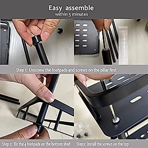 FunViet Modern Bathroom Organizer Countertop,2-Tier Black Aluminum Counter Organizer and Storage Shelf Holder for Bathroom, Kitchen, Bedroom,Office Desk,Pantry and Coffee Bar.