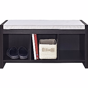 Ameriwood Home Penelope Entryway Storage Bench with Cushion, Espresso 17.68 in. high x 35.91 in. wide x 15.75 in. deep