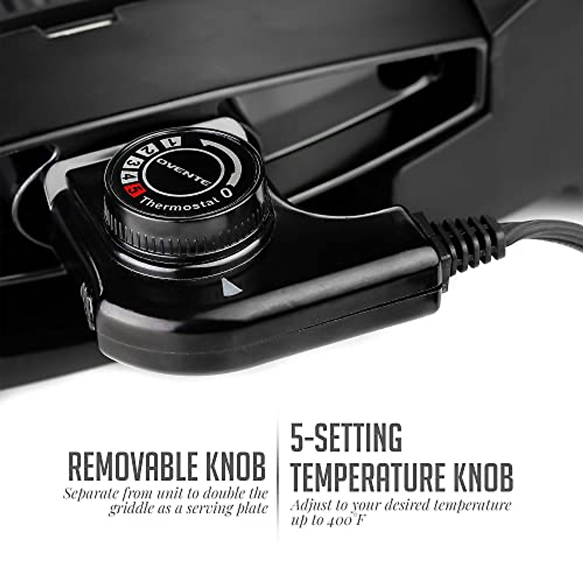 Ovente 2-in-1 Electric Grill and Griddle with Removable Tempered Glass Cover, 1700W Fast Heating Ceramic Non-Stick Plate Perfect for Indoor BBQ Cooking Breakfast, Pancake, Bacon and Egg, Black GR2001B