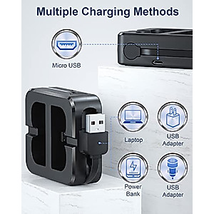 2 Pack Batteries and Charging Station Compatible with Ring, Charger Station for Video Doorbell 2/3/4 Battery, Video Doorbell 3 Plus Battery, Spotlight Cam Battery（Not for Stick Up Cam）