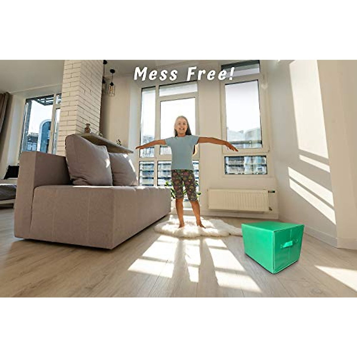 EMBRACE PLAY Toy storage box with car rug play mat - Toy box for boys and girls - 2 in 1 collapsible toy car storage- toyboxes for children - toy boxes for kids (Green)