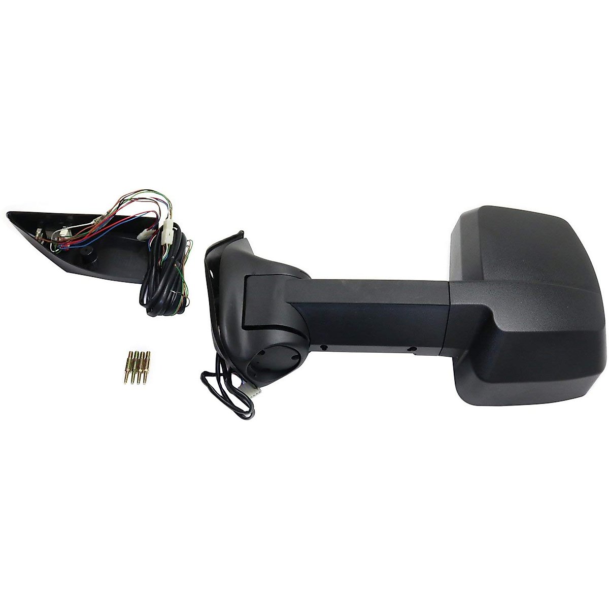 Kool Vue Mirror Set Compatible with 2003-2014 Ford E-150, 2003-2005 E-150 Club Wagon, 1992-2002 E-150 Econoline, Towing, Power, Heated, Textured Black, Manual Folding, Single Arm